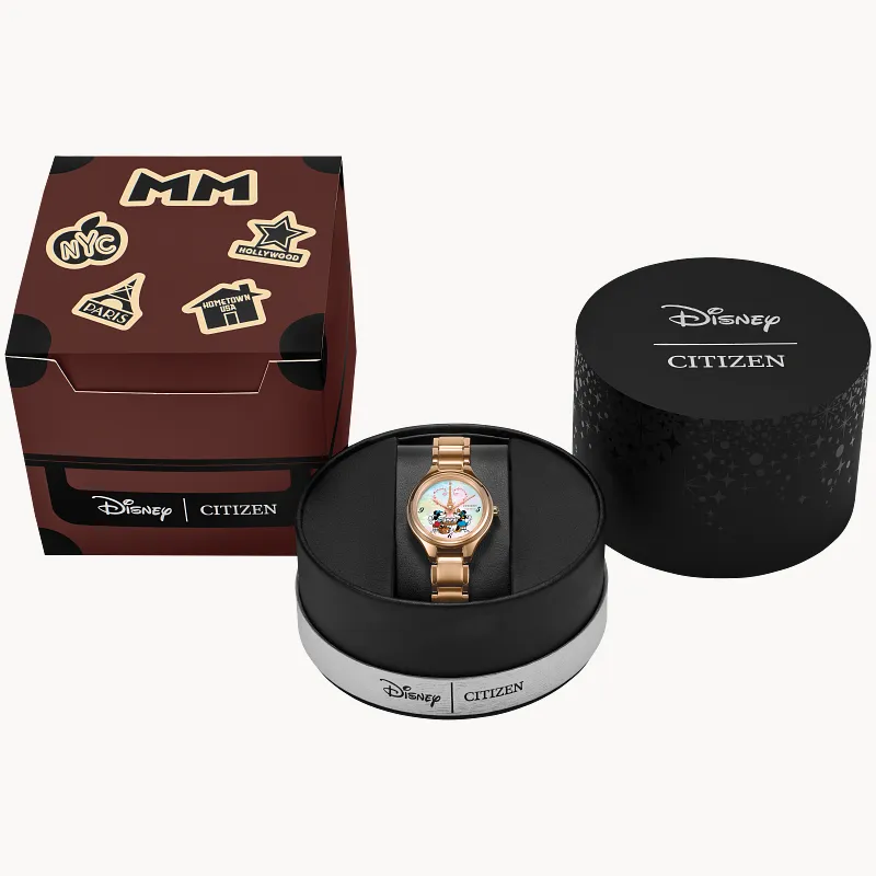 Mickey Mouse & Minnie Mouse Take Paris White Dial Stainless Mickey Mouse & Minnie Mouse Take Paris White Dial Stainless